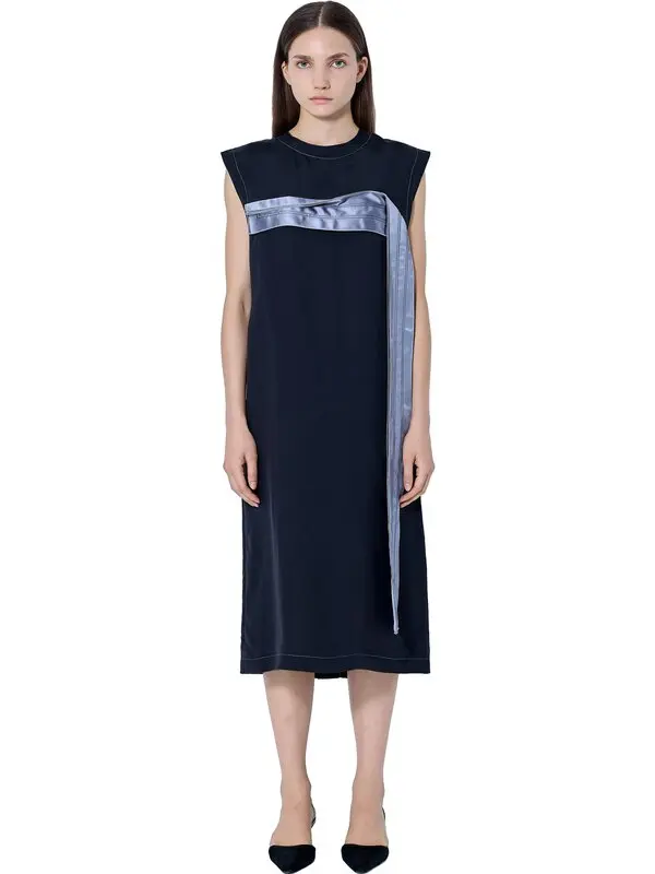 Marni Sleeveless Midi Dress With Satin Detail - Black