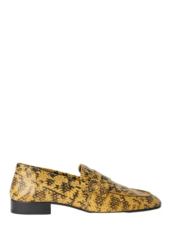 Dries Van Noten Python-print Leather Loafers - Yellow