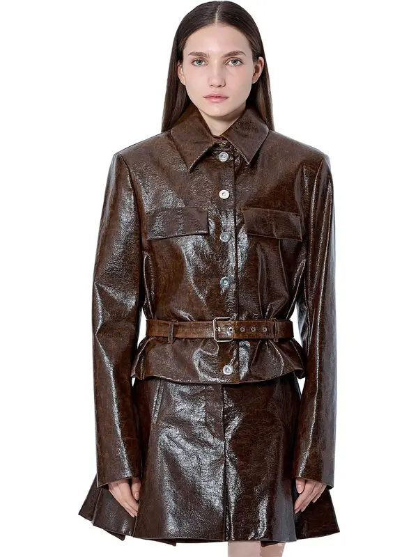 Sportmax Structured Coated Jacket - Brown