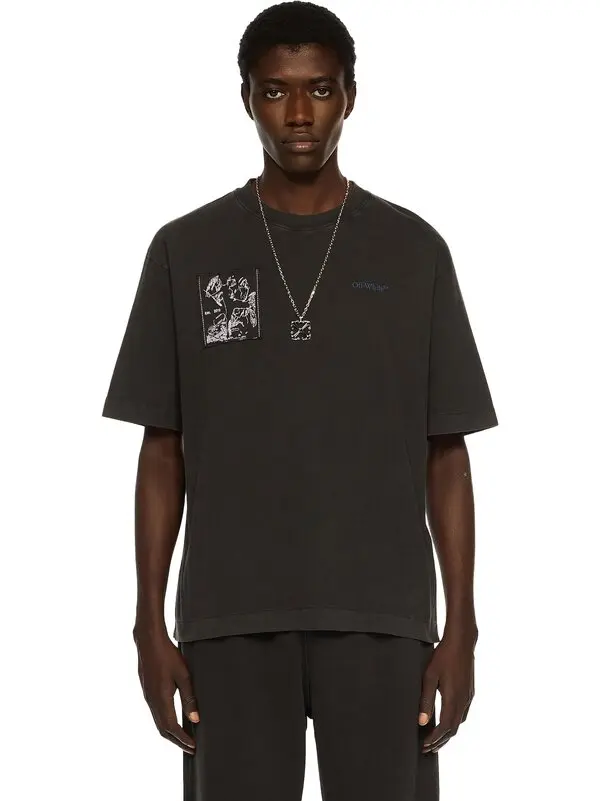 Off-White Faded Painting Skate Logo T-shirt - Black