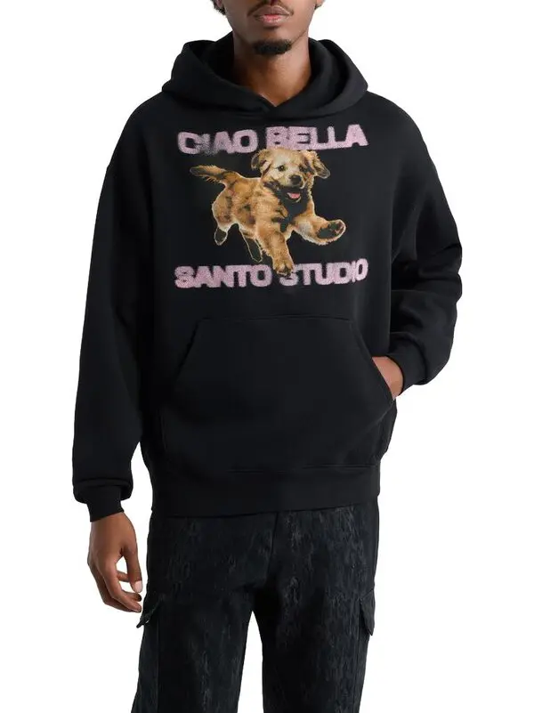 SANTO STUDIO Bella Graphic Hoodie - Black