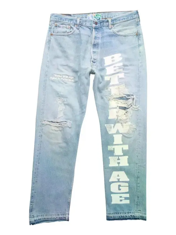 BETTER WITH AGE Beaufort Logo-print Distressed Jeans - Blue