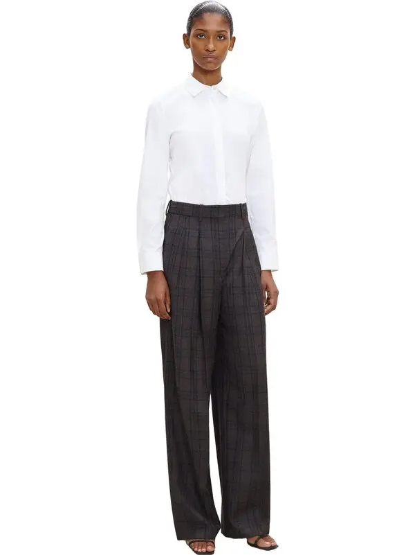 Theory Double Pleat Pant, 33 In Plaid Sleek Flannel - Charcoal Multi