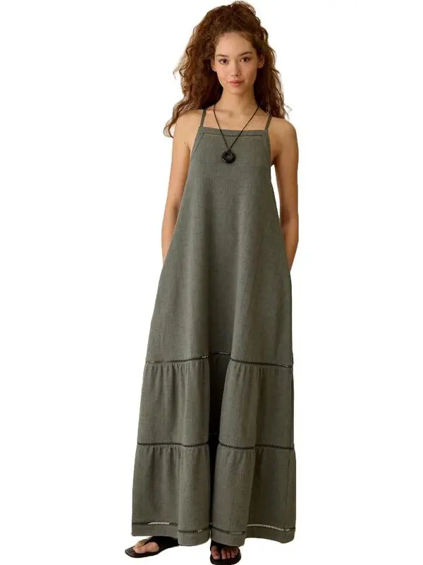 UGG Clarinda Open-back Tiered Maxi Dress - Grey