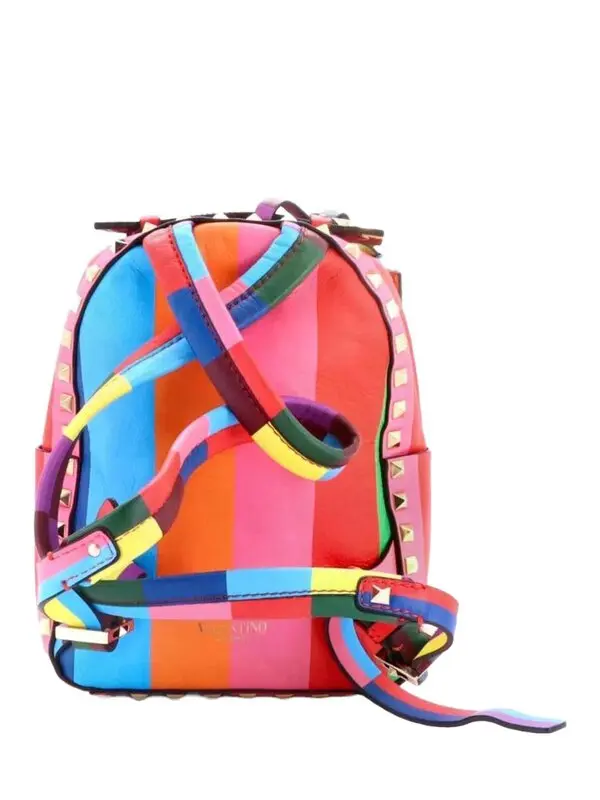 Valentino Garavani 1973 Rockstud Striped Leather Mini Backpack - Multicolour