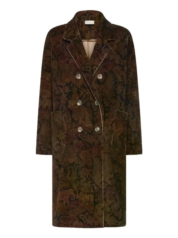 PIERRE-LOUIS MASCIA Griffintn Double-breasted Corduroy Coat - Brown