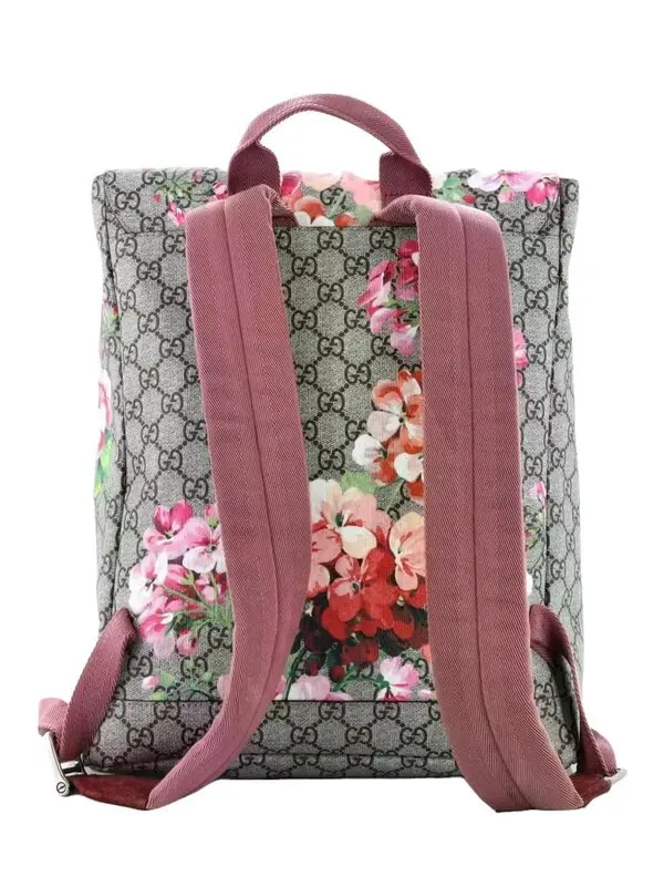 Gucci Buckle Blooms Print Gg Coated Canvas Medium Backpack - Brown