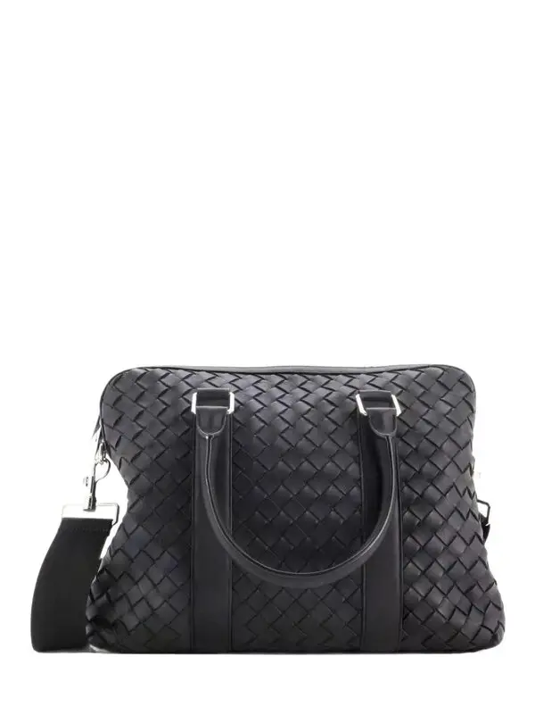 Bottega Veneta Convertible Zip Briefcase Intrecciato Nappa Medium Business Bag - Black