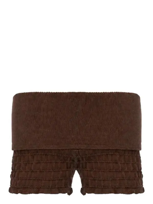 PAR Y ESCALA Knitted Mini Olo Shorts - Brown