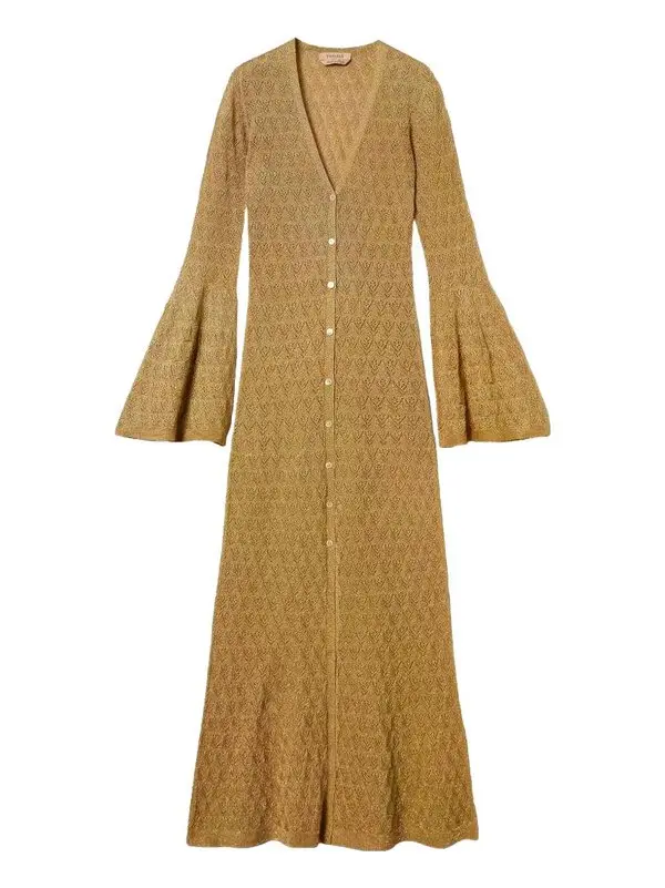 TWINSET Long Knit Cardigan With Flared Sleeves - Green