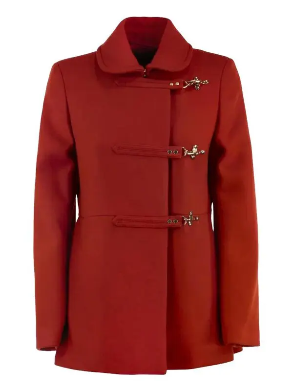 FAY Hook-and-eye Fastening Single-breasted Coat - Red