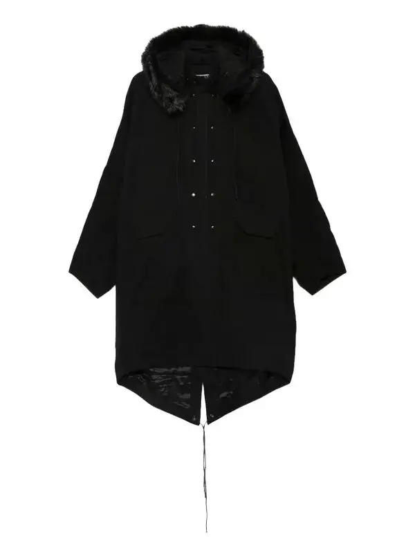 KIKO KOSTADINOV Bittern Faux-fur Trim Hooded Poncho - Black