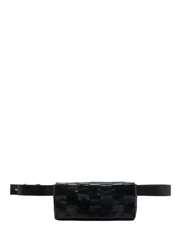Bottega Veneta 2012-2026 Stretch Paper Calfskin Intrecciato Cassette Crossbody Bag - Black