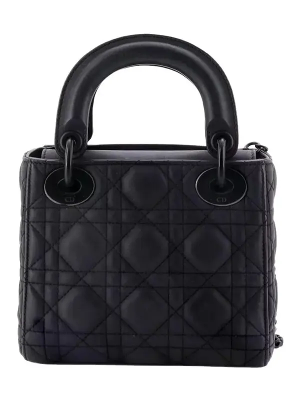 Dior Ultra Matte Lady Chain Bag Cannage Quilt Calfskin Mini Shoulder Bag - Black