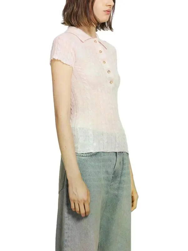 HAIKURE Laurie Cable-knit Polo Shirt - Pink