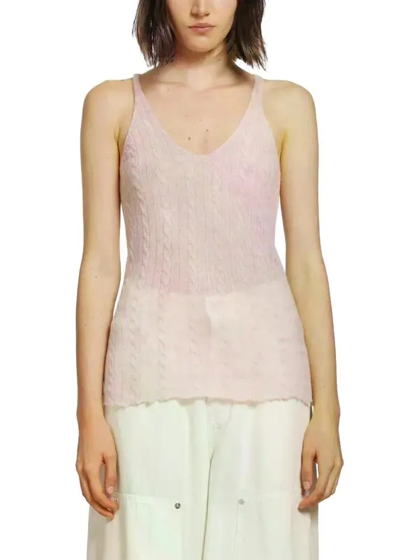 HAIKURE Lois Cable-knit Semi-sheer Tank Top - Pink