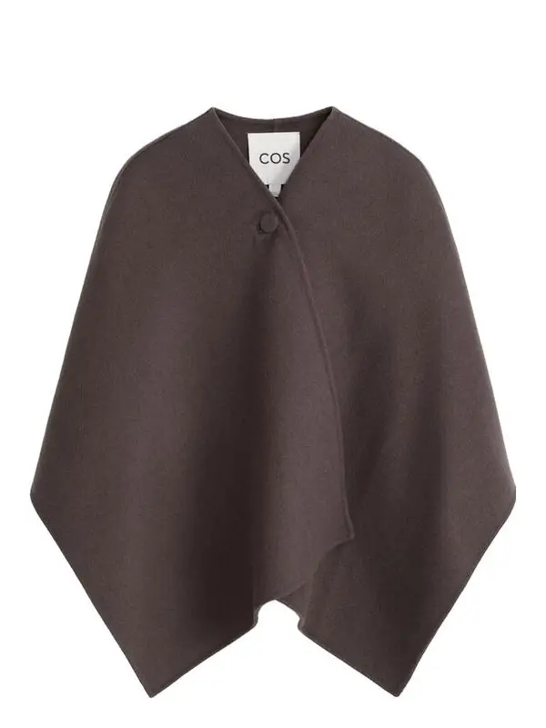 Cos Double-faced Wool-blend Cape - Brown