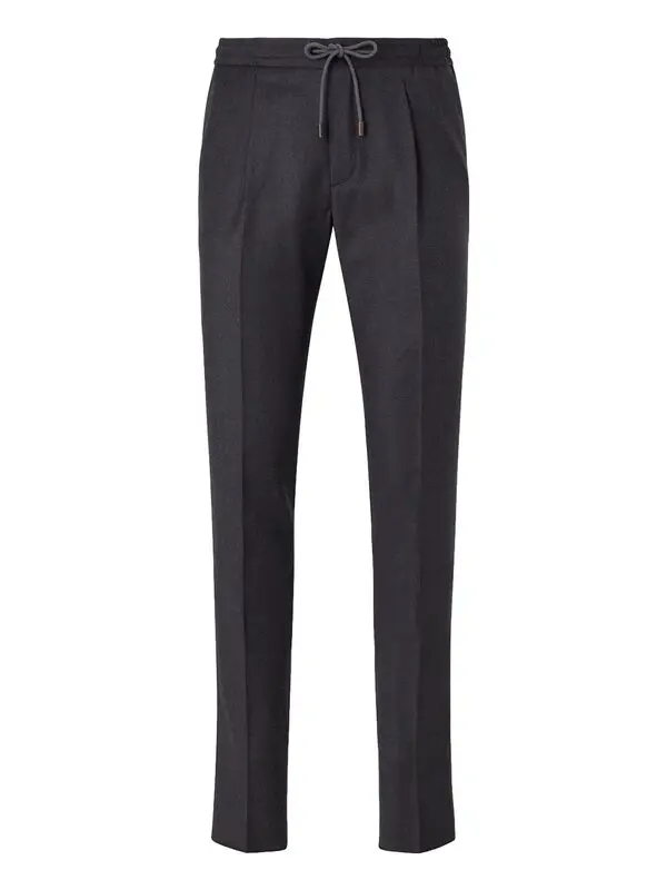 SLOWEAR Incotex Tapered Wool Drawstring Trousers - Gray