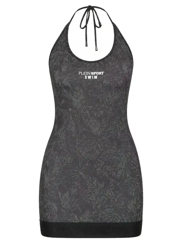 PLEIN SPORT Roar Halterneck Cover-up Mini Dress - Black
