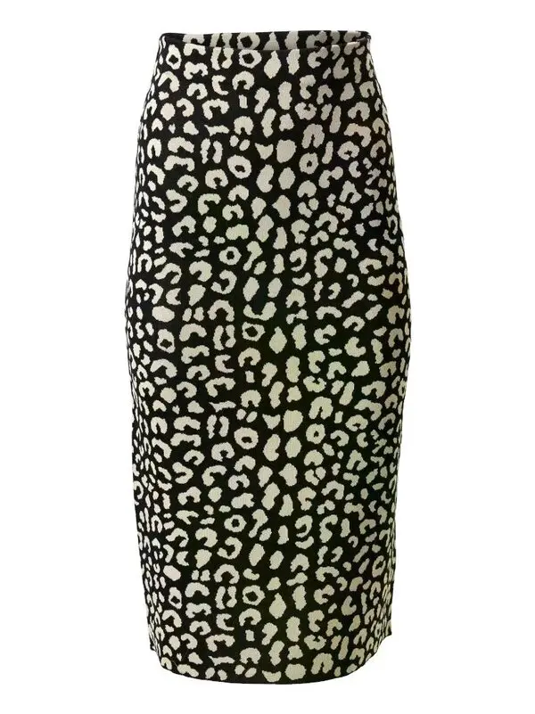 Carolina Herrera Leopard-jacquard Pencil Midi Skirt - Black
