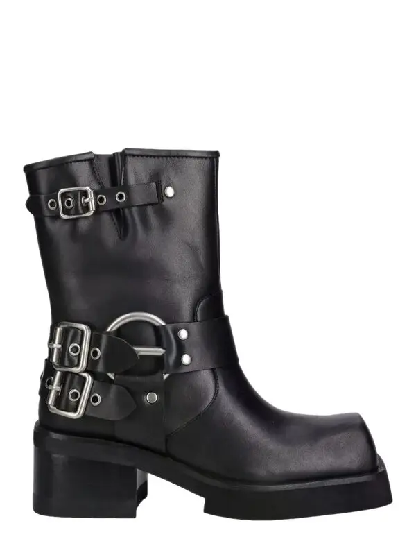 Jeffrey Campbell Stubborn Buckled Square-toe Boots - Black