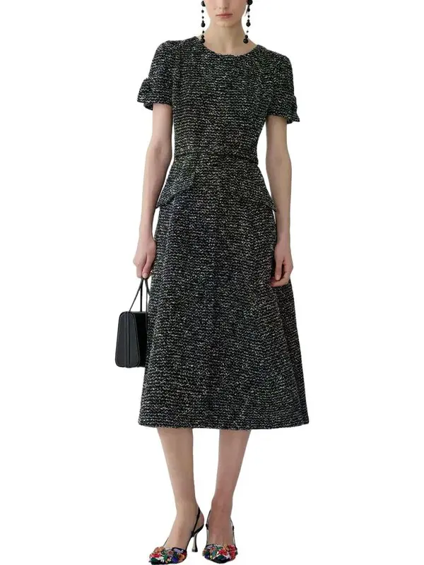 Carolina Herrera Tweed Midi Dress - Black