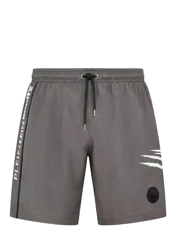PLEIN SPORT Logo-print Ripstop Swim Shorts - Grey
