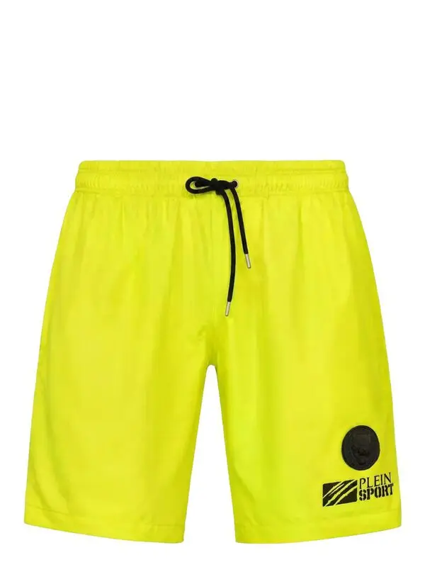 PLEIN SPORT Logo-patch Drawstring Swimming Shorts - Yellow