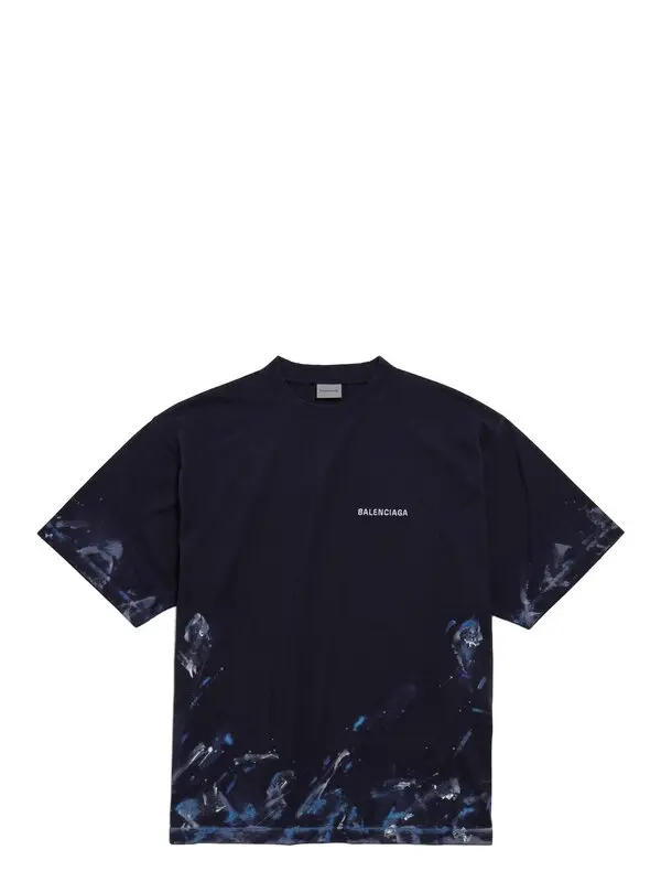Balenciaga Paint Splatter Medium Fit T-shirt - Blue
