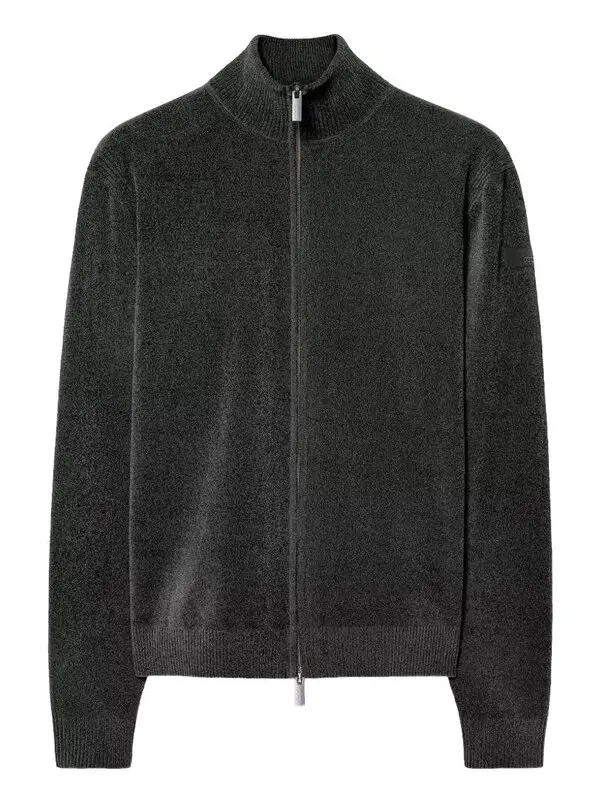 RRD Velvet-effect Zip-up Sweater - Grey