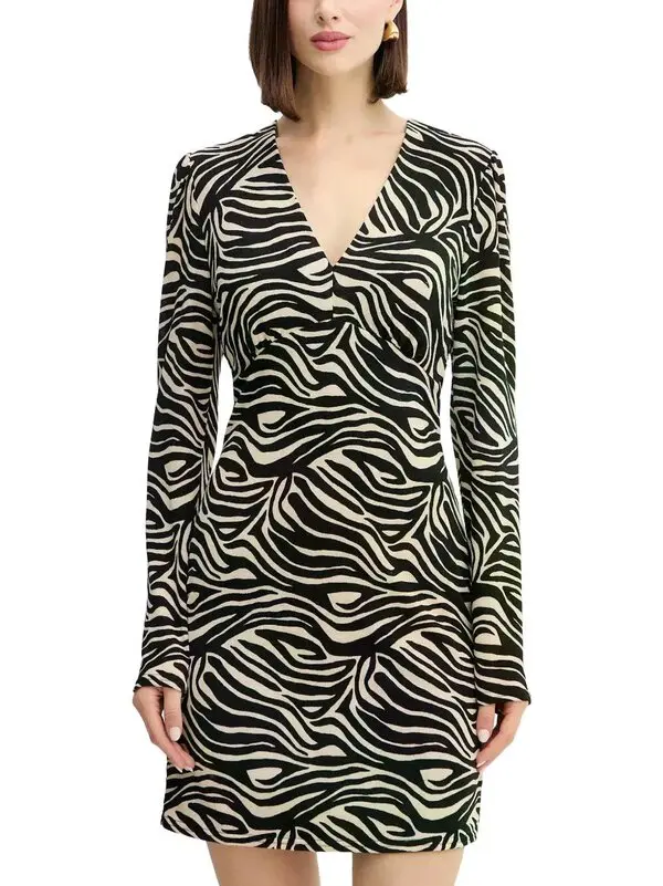 MORGAN Zebra-print Long-sleeve Mini Dress - Black