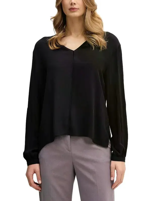 Sisley Long-sleeve V-neck T-blouse - Black
