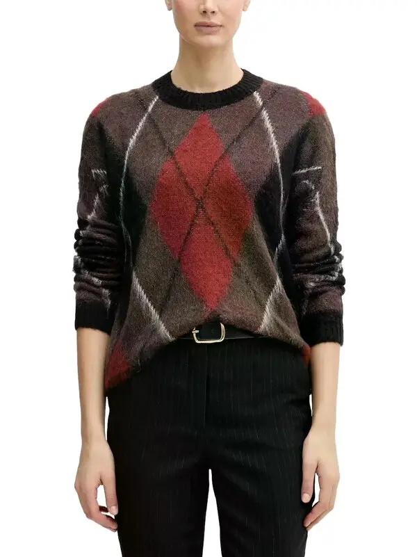 Sisley Argyle Knitted Sweater - Brown