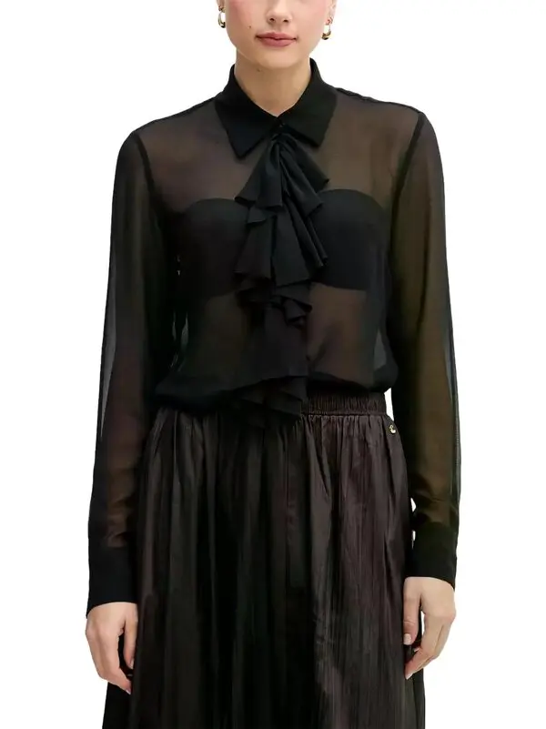 Sisley Ruffled Long-sleeve Shirt - Black