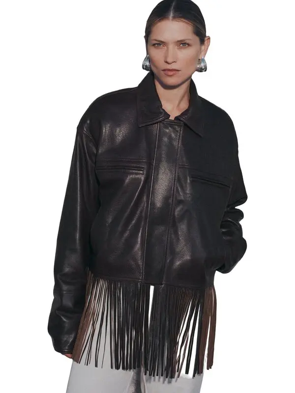 SAME The Fringe Leather Jacket - Espresso