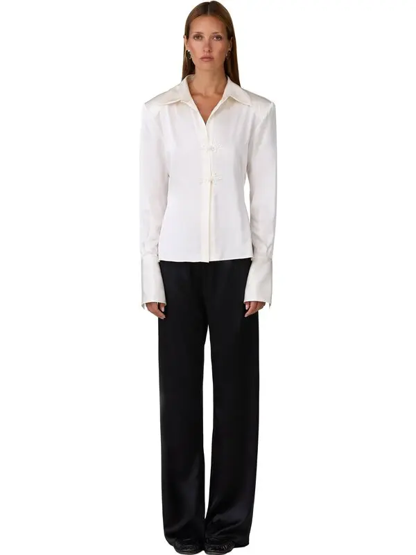 SAME Tailored Silk Blouse - Cream