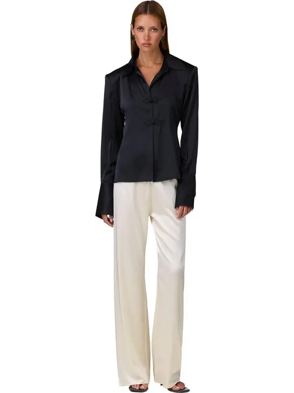 SAME Tailored Silk Blouse - Black