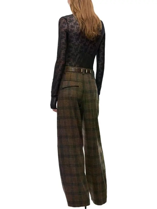 Pinko Check-pattern Wide-leg Trousers - Brown