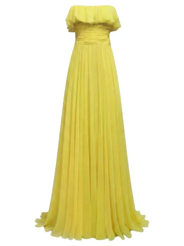 GEMY MAALOUF Ruffled Strapless Dress - Yellow