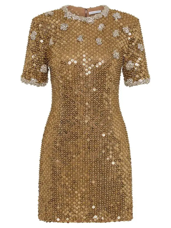 Rachel Gilbert Kylo Sleeve Mini Dress - Gold