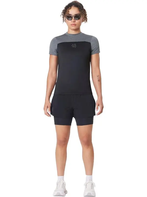ASRV Aerosilver Upf50 Mock Neck Run Tee - Black