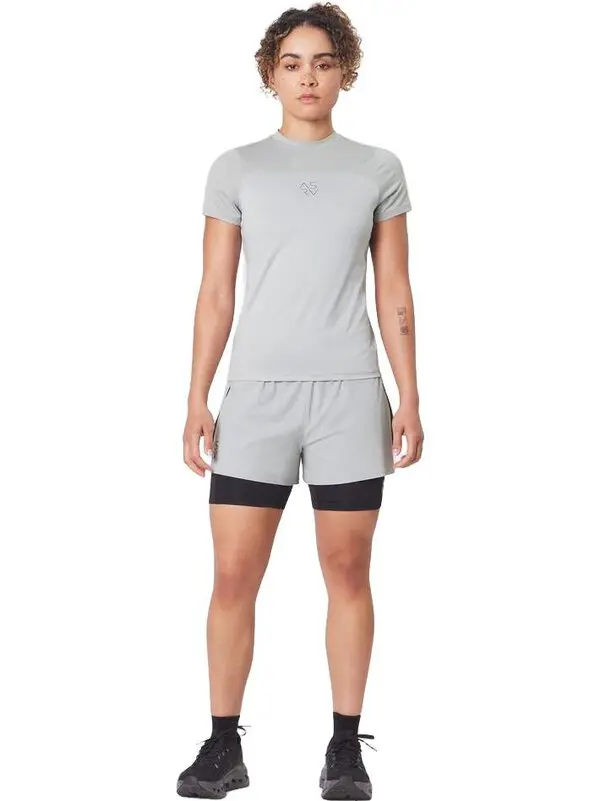 ASRV Aerosilver Upf50 Mock Neck Run Tee - Slate Grey