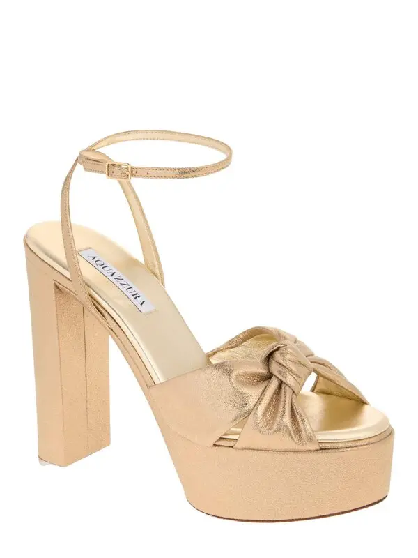 AQUAZZURA Cupid Ankle Strap Platform Sandal - Platino