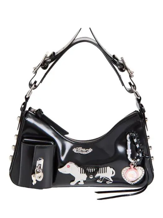 CHOPOVA LOWENA Mini Sofia Leather Shoulder Bag - Black