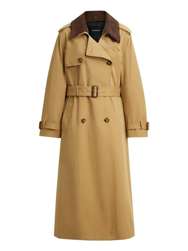 COACH Relaxed Trench With Suede Collar - Khaki