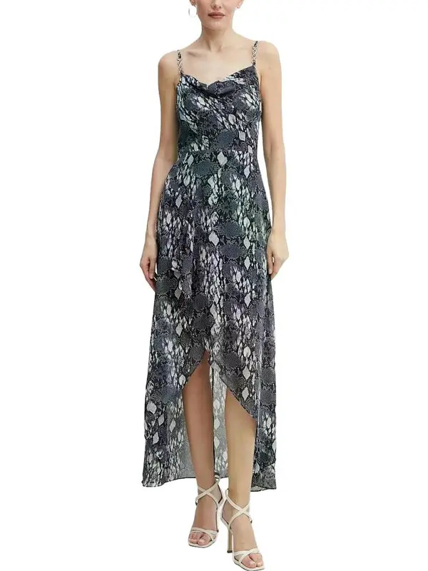 MORGAN Snake-print Chain-link Strap Dress - Black