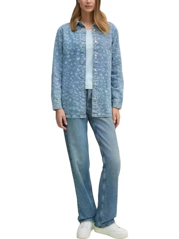 Sisley Laser-print Denim Shirt - Blue