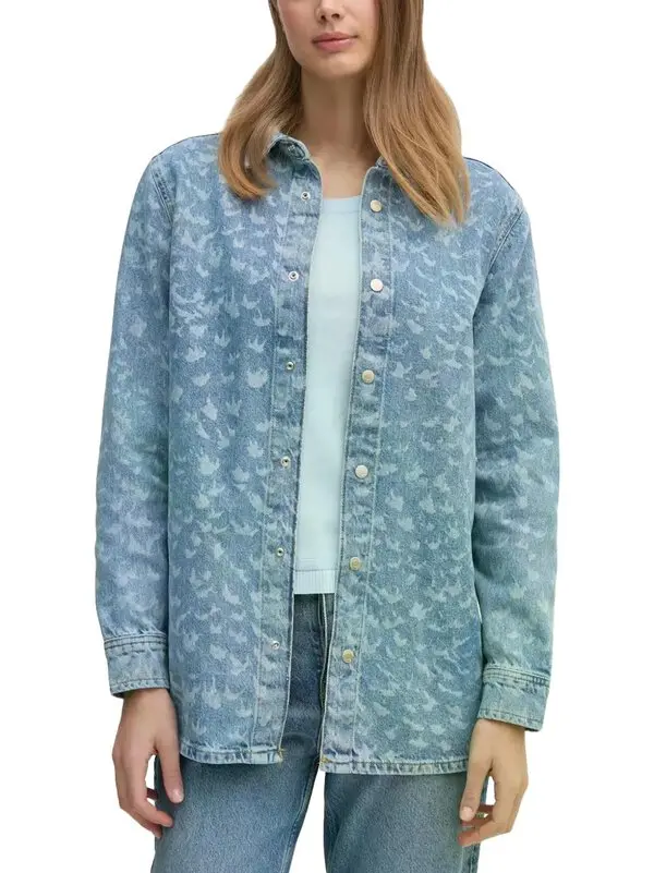 Sisley Laser-print Denim Shirt - Blue