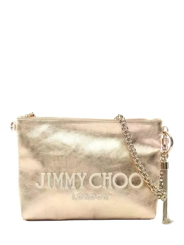 JIMMY CHOO 2000s Logo-fringe Chain Shoulder Bag - Gold