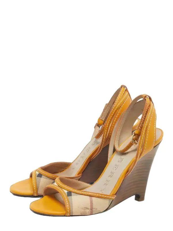 Burberry Check Ankle-strap Wedge Sandals - Yellow
